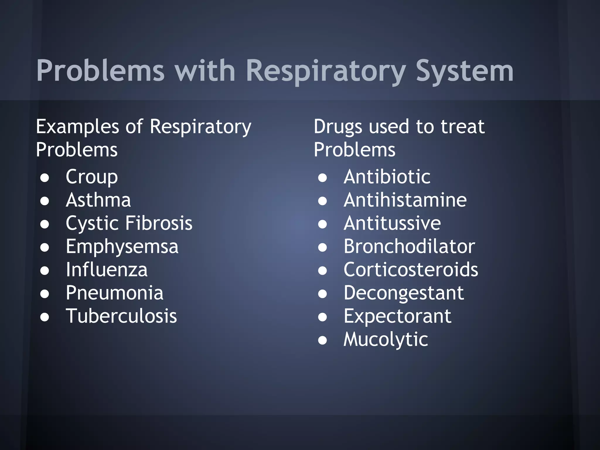 The Respiratory System and Drug | PDF | Lung and Respiratory Health ...