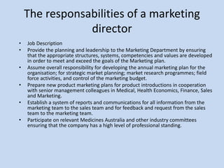 The responsabilities of a marketing director | PPT