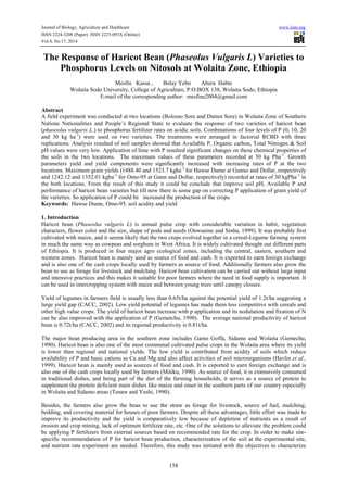 The response of haricot bean (phaseolus vulgaris l) varieties to ...