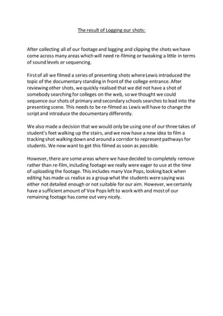 The result of logging our shots | DOCX