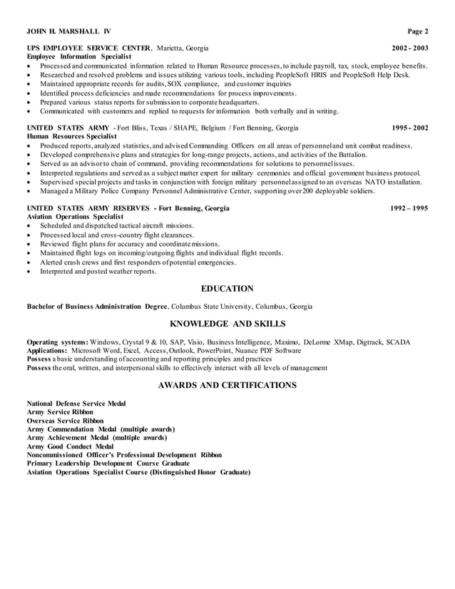 The resume of John H. Marshall, IV | DOCX