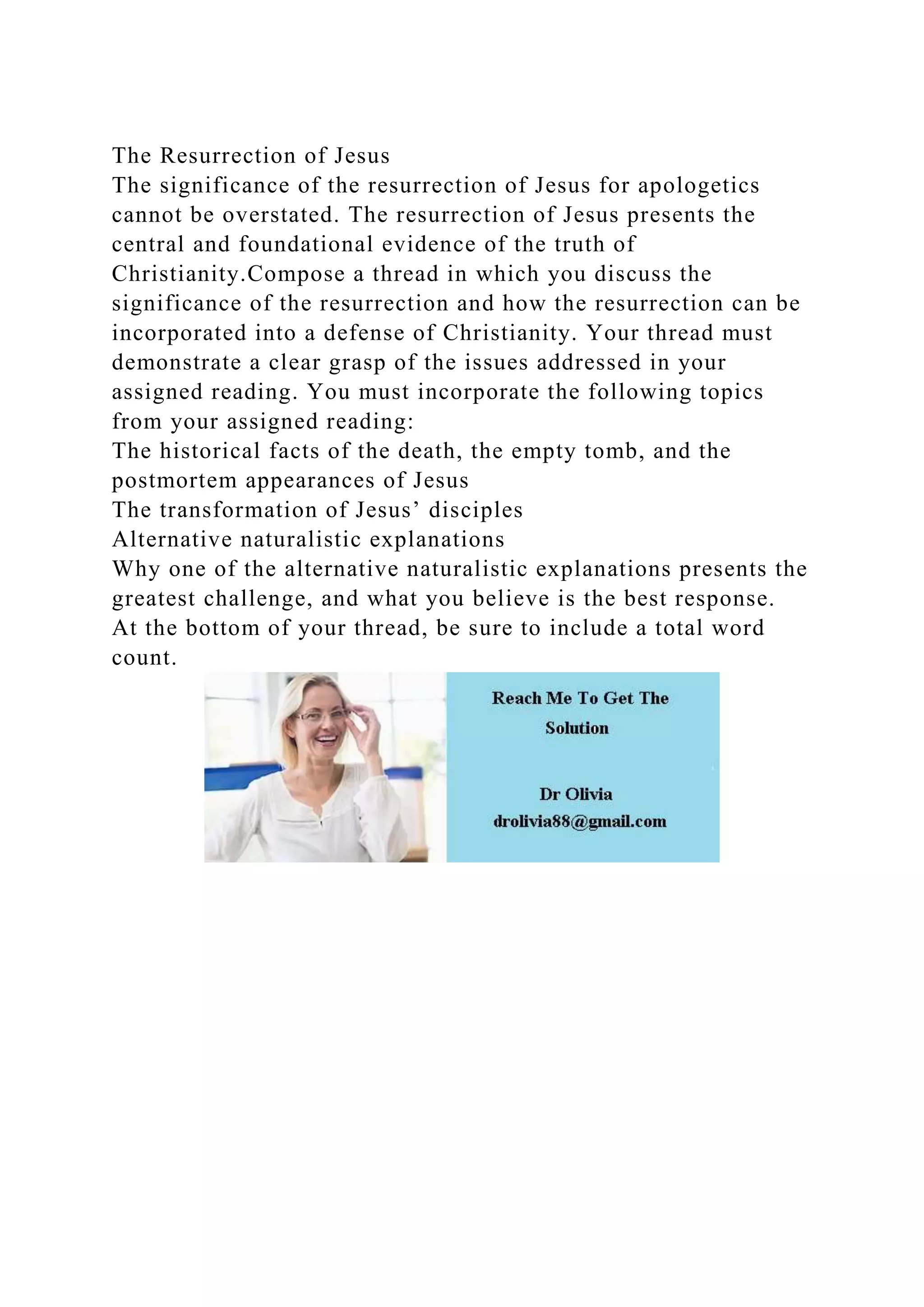 The Resurrection of Jesus The significance of the resurrection of .docx