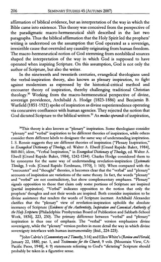 The revelation and inspiration of scripture in adventist theology, part 1 fernando canale | PDF