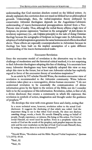 The revelation and inspiration of scripture in adventist theology, part ...