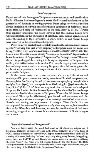 The revelation and inspiration of scripture in adventist theology, part ...