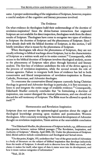 The revelation and inspiration of scripture in adventist theology, part ...