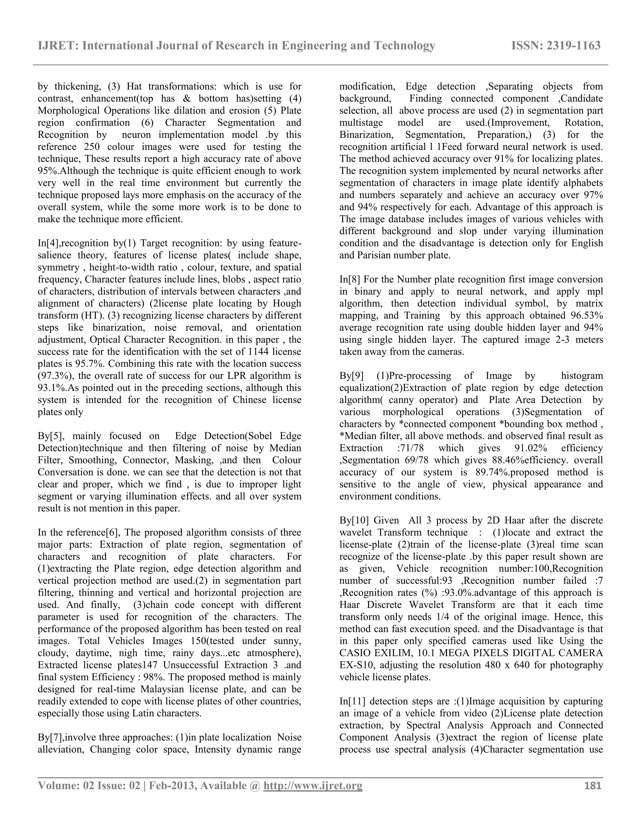 The review on automatic license plate recognition (alpr) | PDF