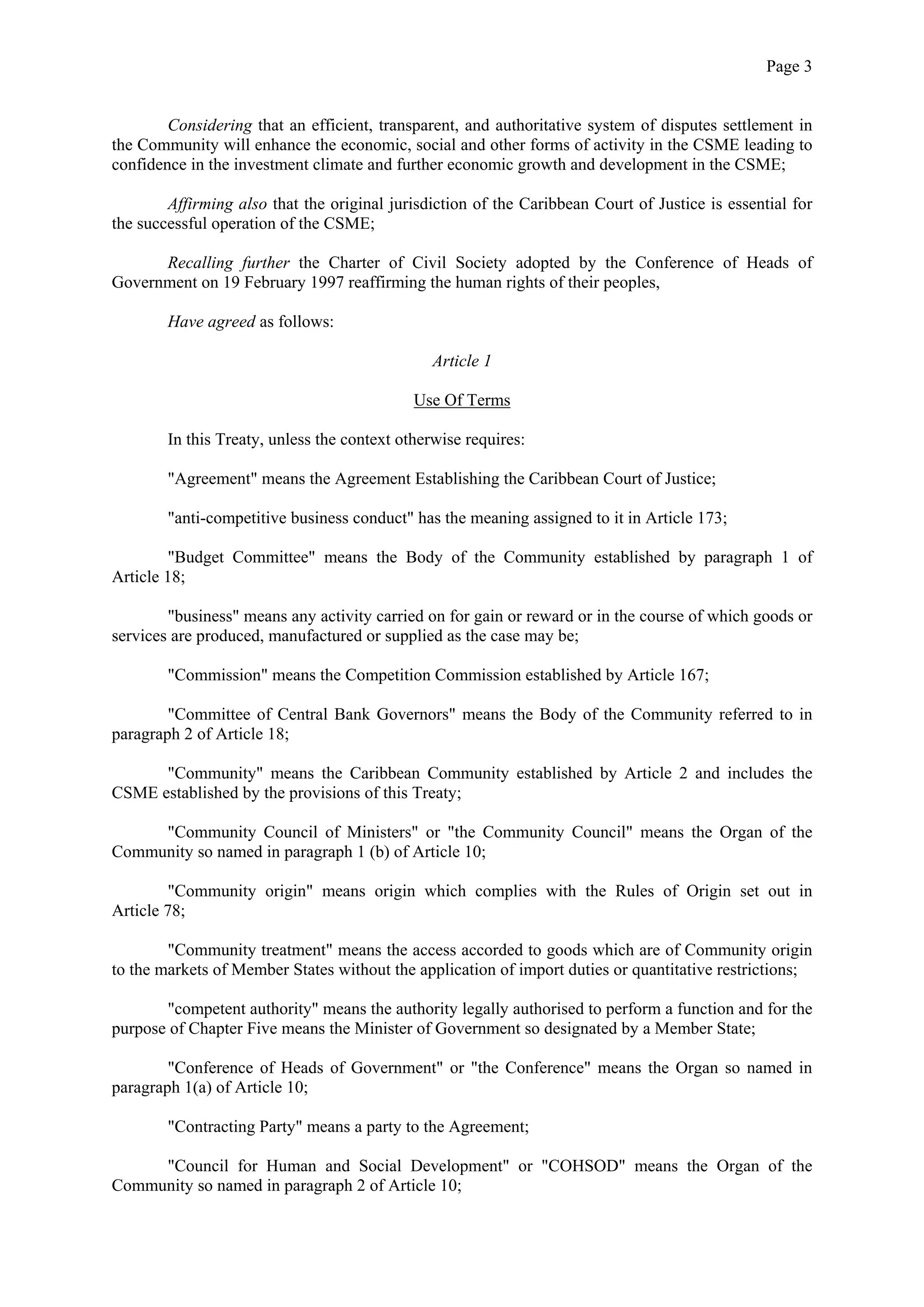 The Revised Treaty Of Chaguaramas - CARICOM Treaty 2001 | PDF