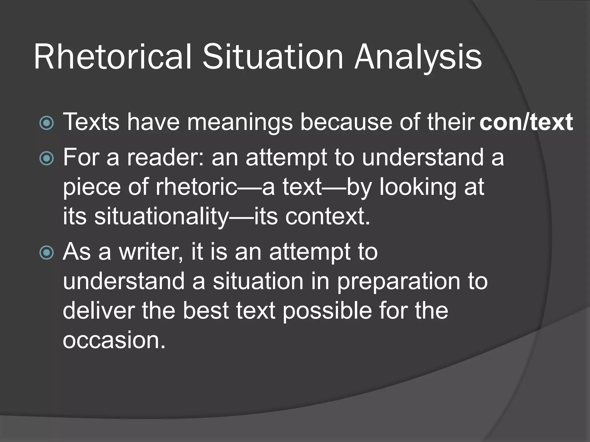 The rhetorical situation | PDF