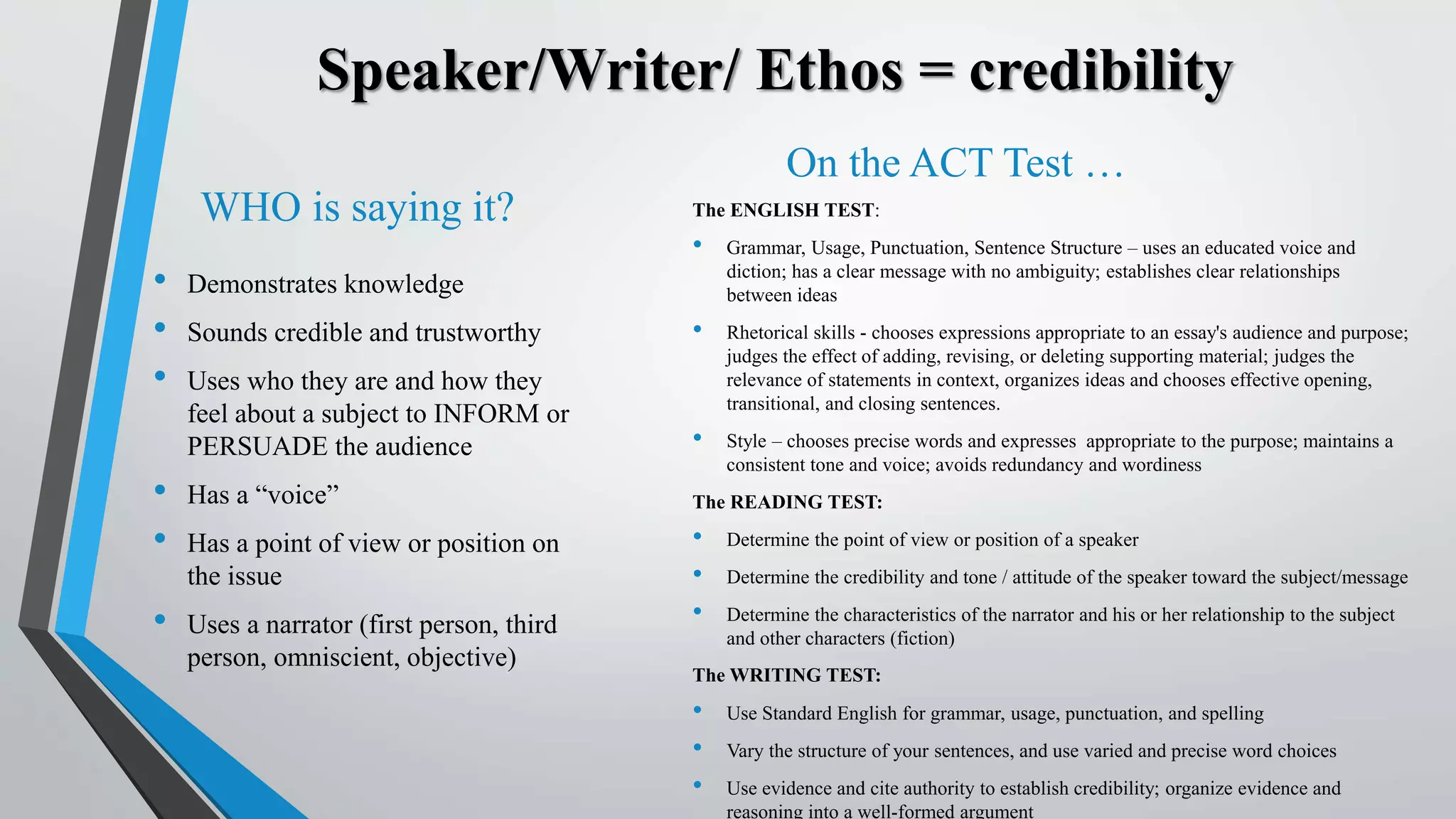 The Rhetorical Triangle and the ACT | PPTX