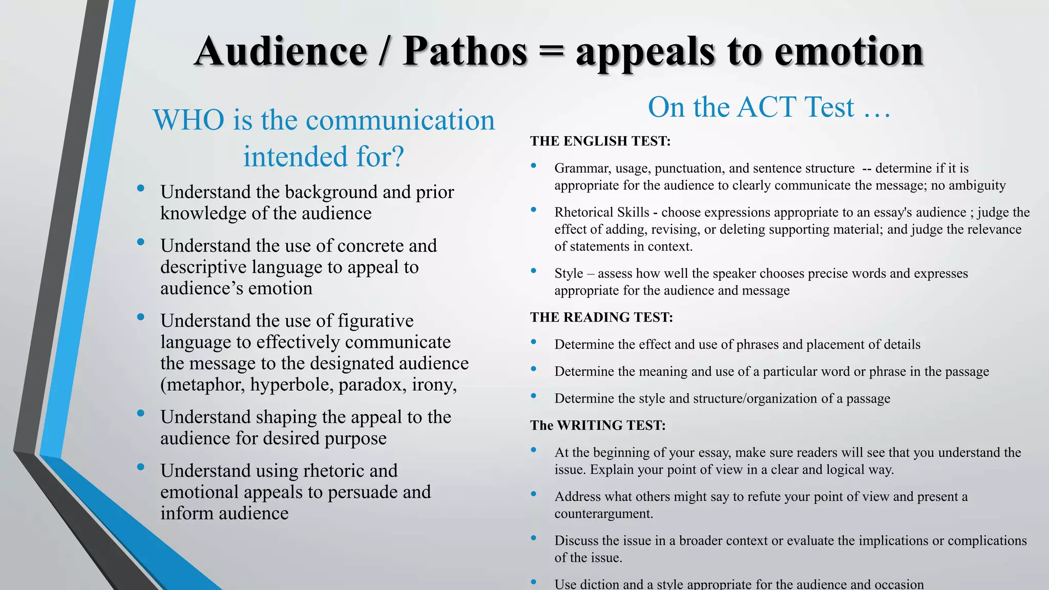 The Rhetorical Triangle and the ACT | PPTX