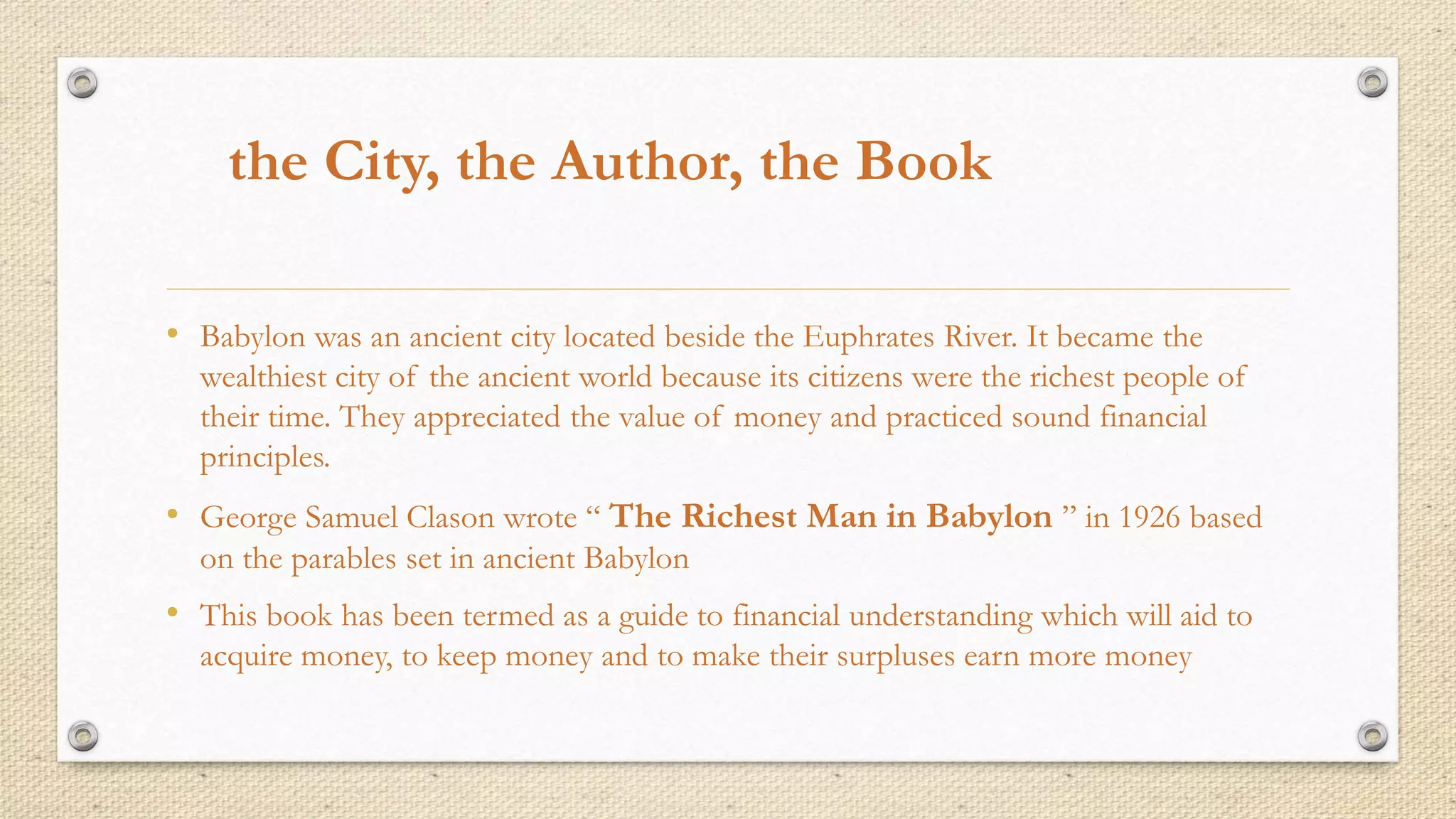 The Richest Man in Babylon | PPTX