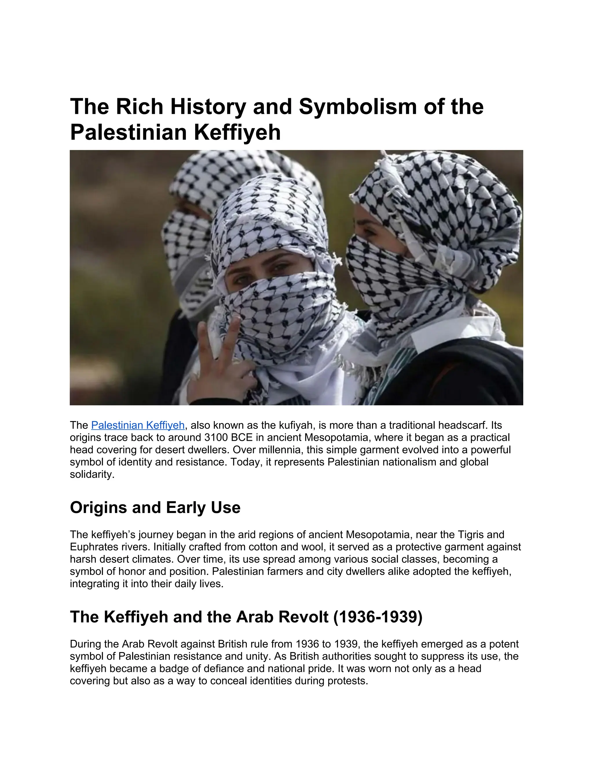 The Rich History and Symbolism of the Palestinian Keffiyeh | DOCX
