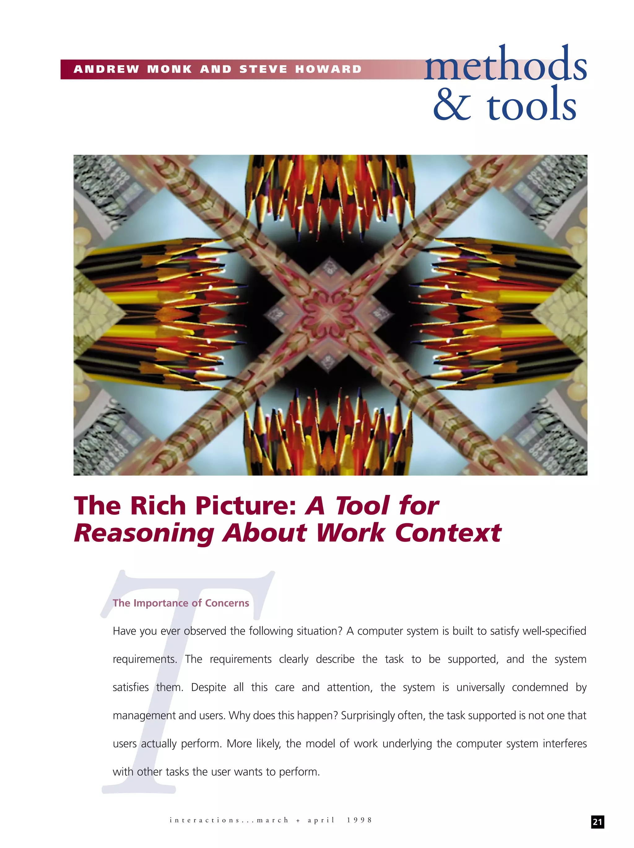 The Rich Picture A Tool For Reasoning About Work Context | PDF