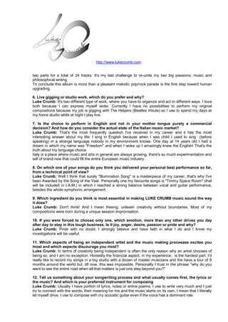 The Rick Jamm Twenty Questions features Italian Pop Rock Songwriter ...