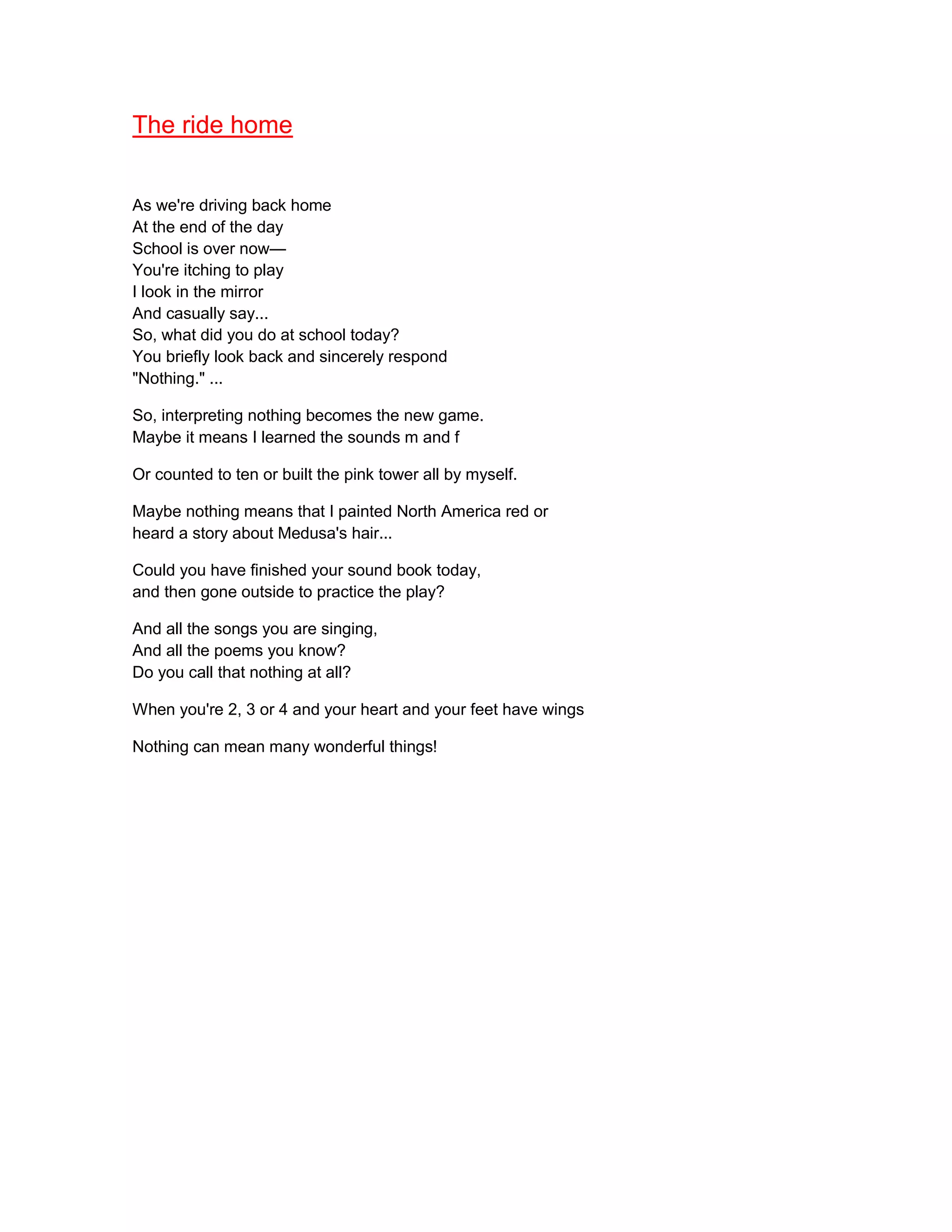 The ride home | DOCX