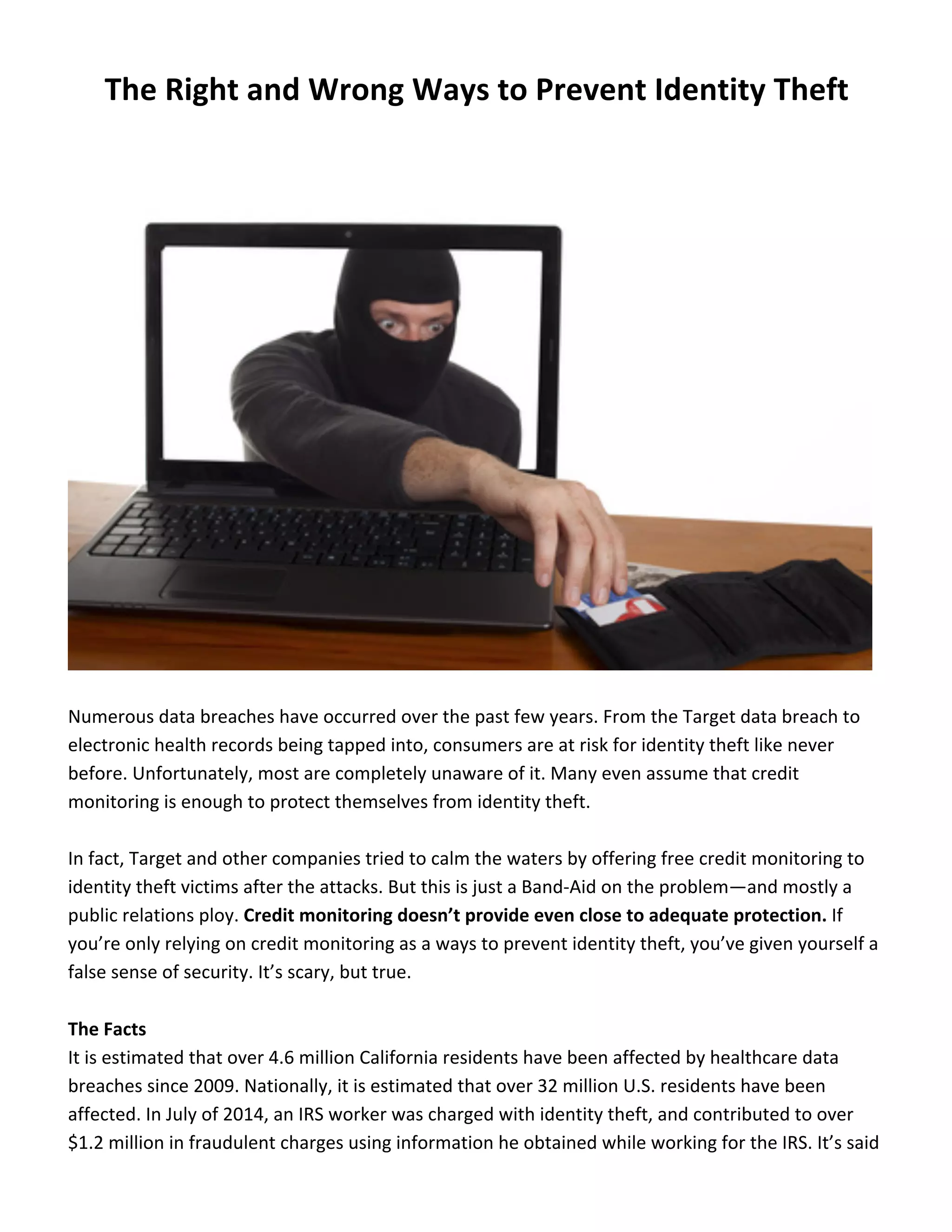 The Right and Wrong Ways to Prevent Identity Theft | PDF