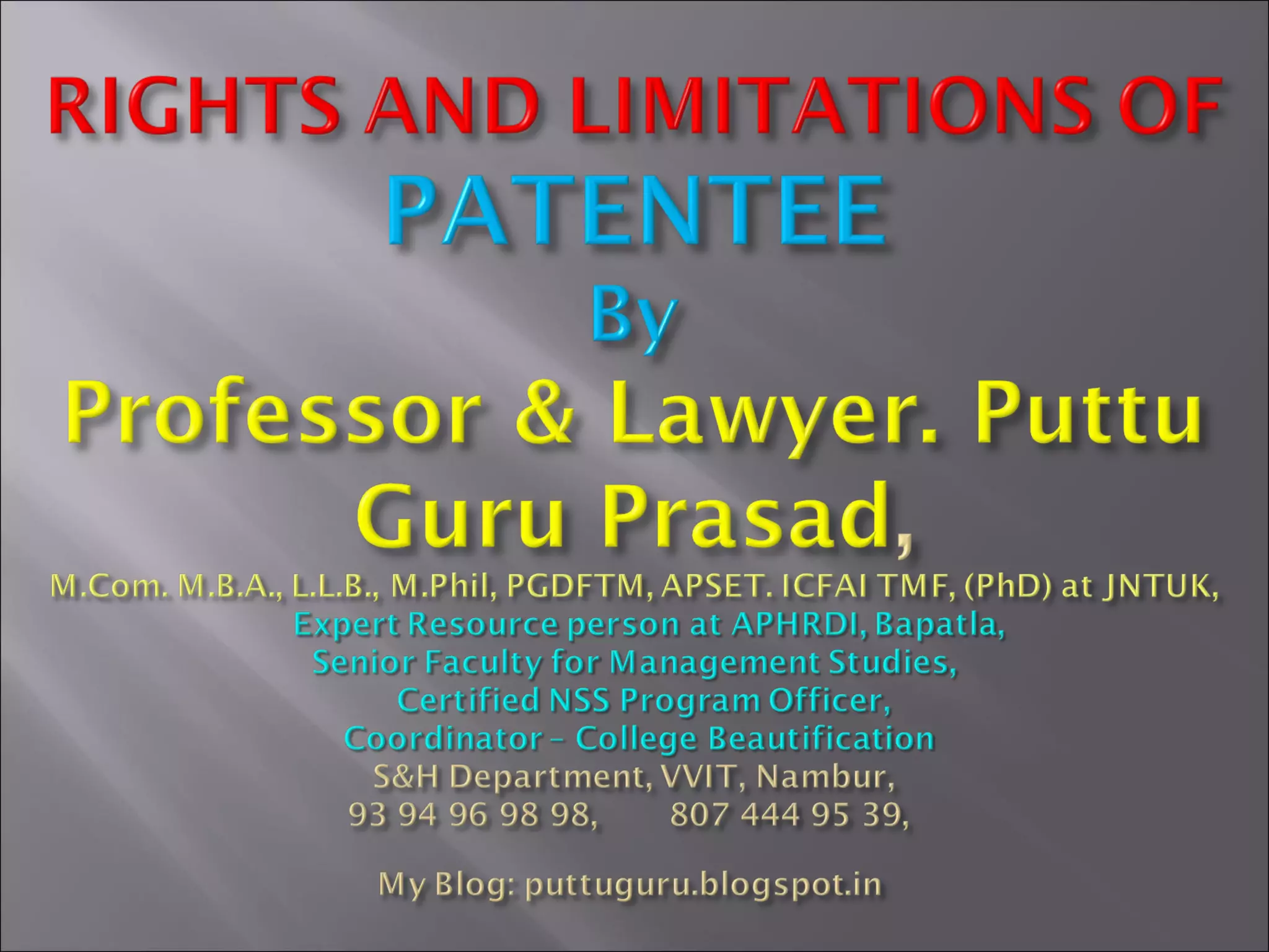 The rights and limitations of patentee ppt | PPT