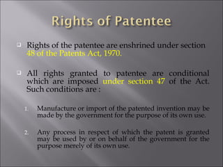 The rights and limitations of patentee ppt | PPT