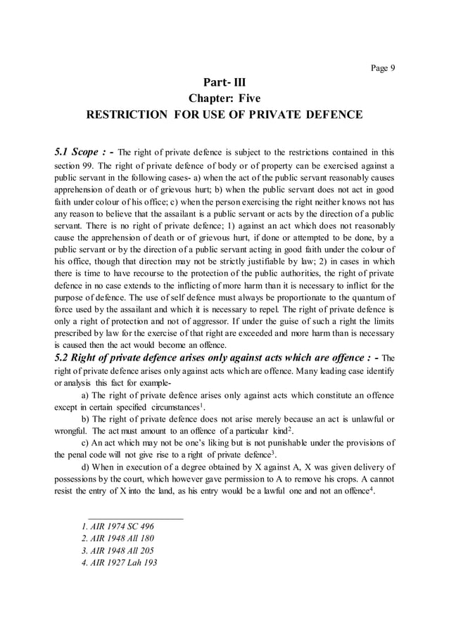 The rights of private defence | DOCX