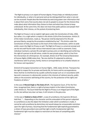The Right to Privacy.docx | Internet for Beginners | Internet