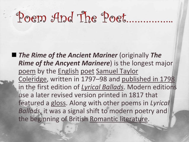 The rime of the ancient mariner | PPTX | Poetry | Books and Literature