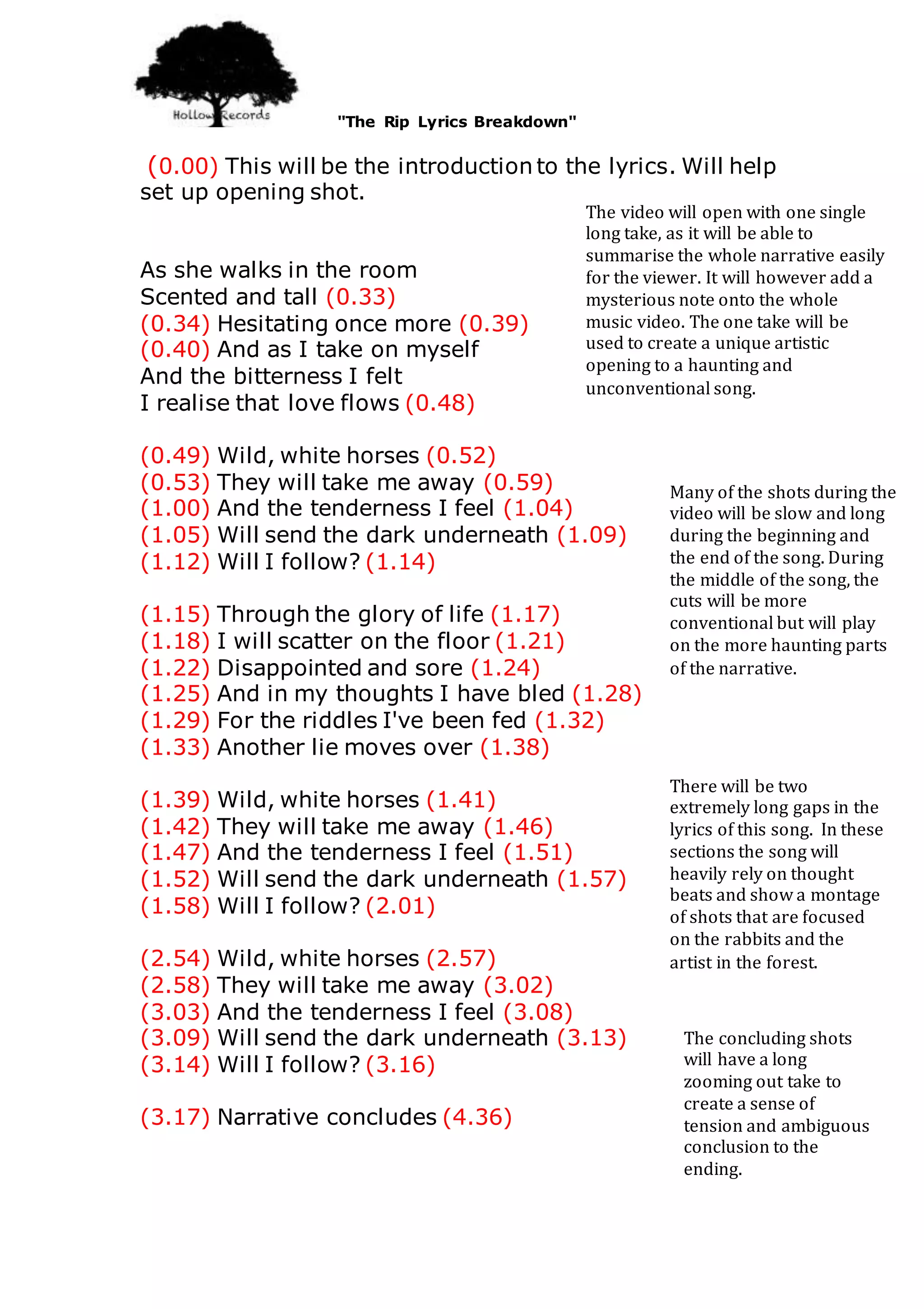 The rip lyrics breakdown | DOCX