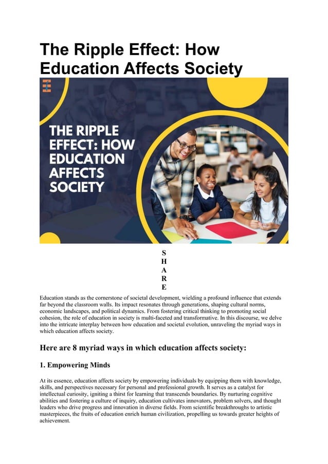 The Ripple Effect: How Education Affects Society | PDF | Education ...