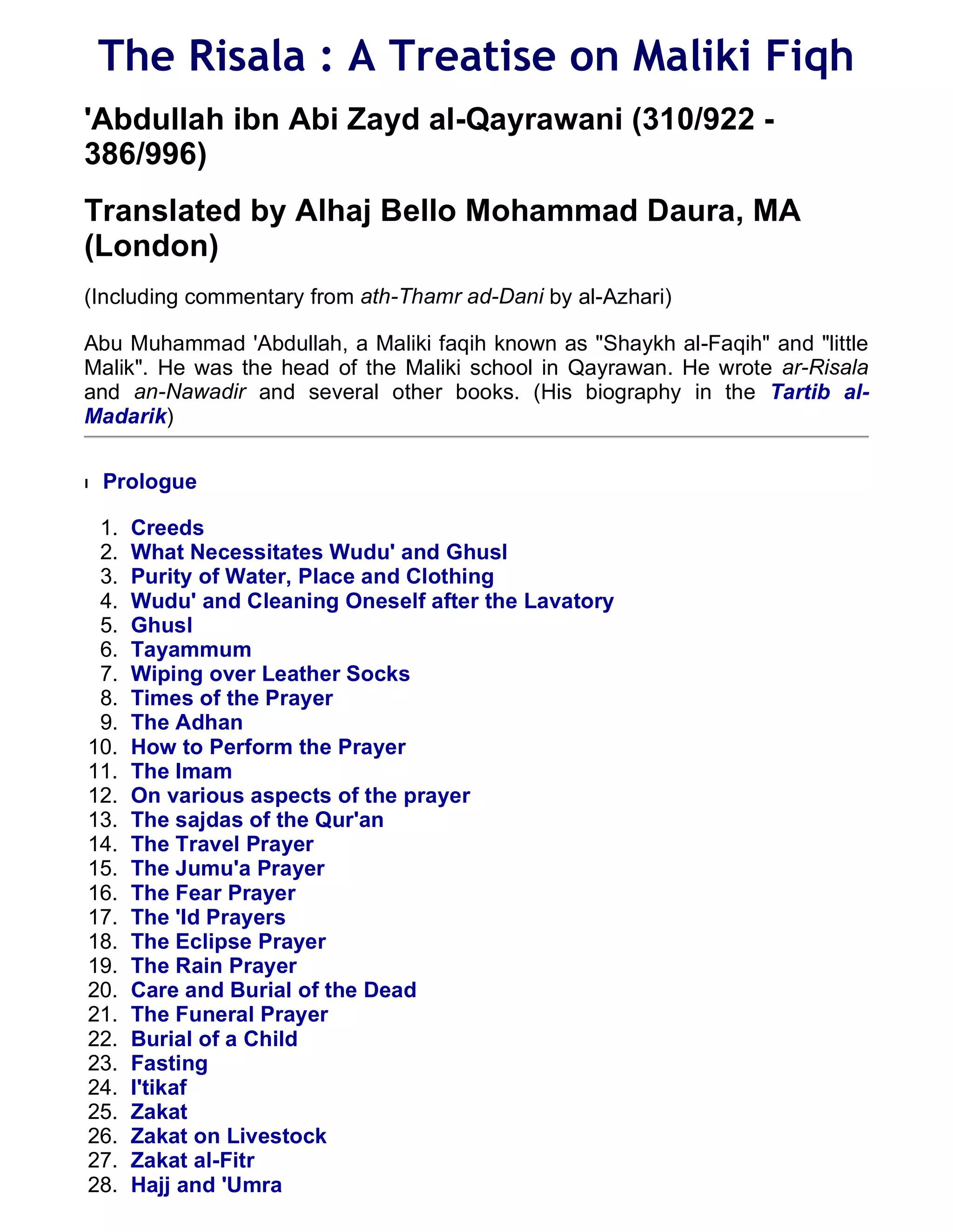 The risala a-treatiseonmalikifiqh | PDF