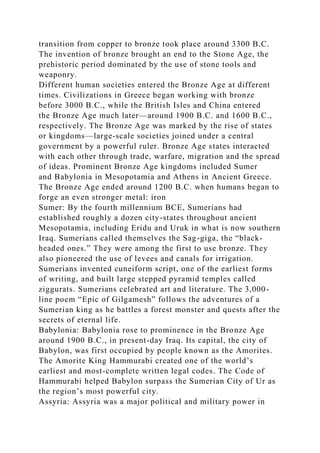 The Rise and Collapse of the Bronze Age 3000-1000 BCE1.docx