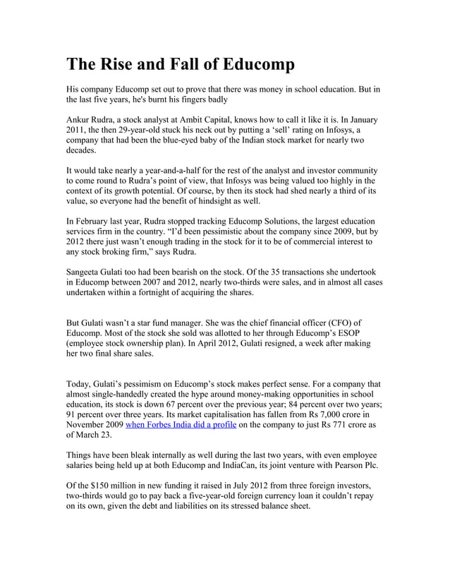 The rise and fall of educomp | PDF