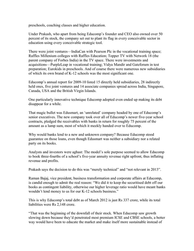 The rise and fall of educomp | PDF