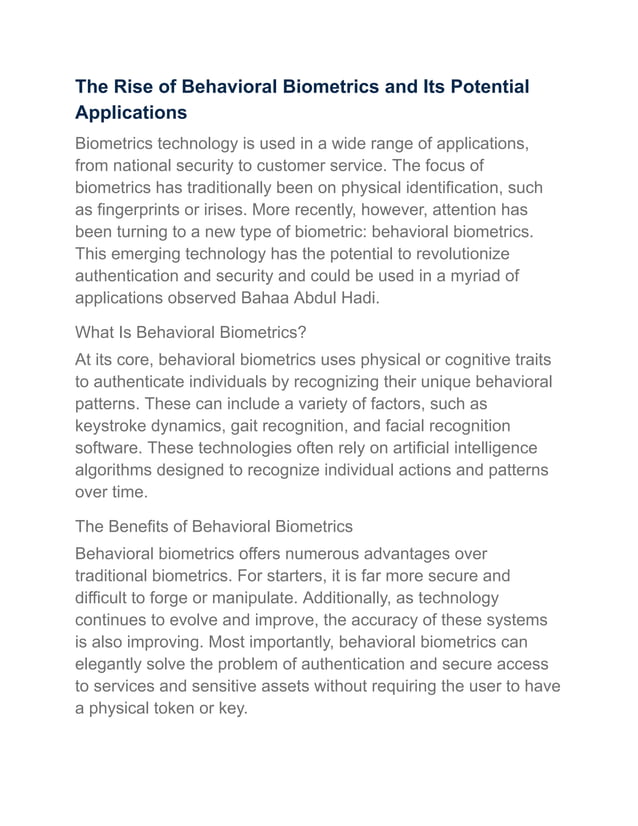 The Rise of Behavioral Biometrics and Its Potential Applications.pdf