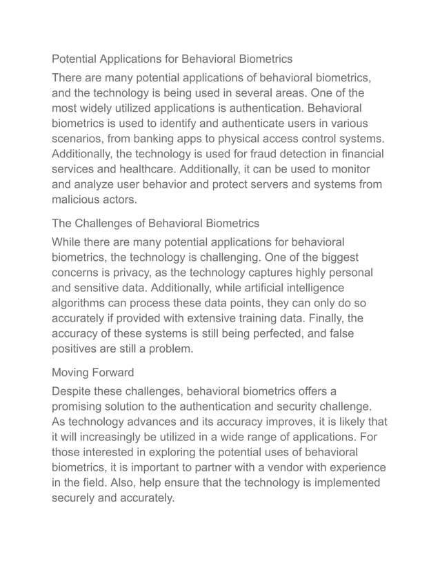 The Rise of Behavioral Biometrics and Its Potential Applications.pdf
