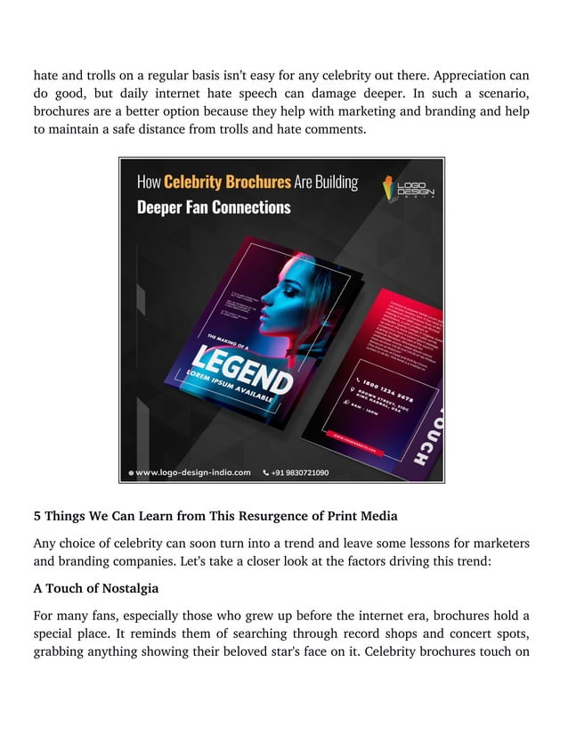 The Rise of Celebrity Brochures: Stars Using Print Media to Connect with Fans | PDF ...