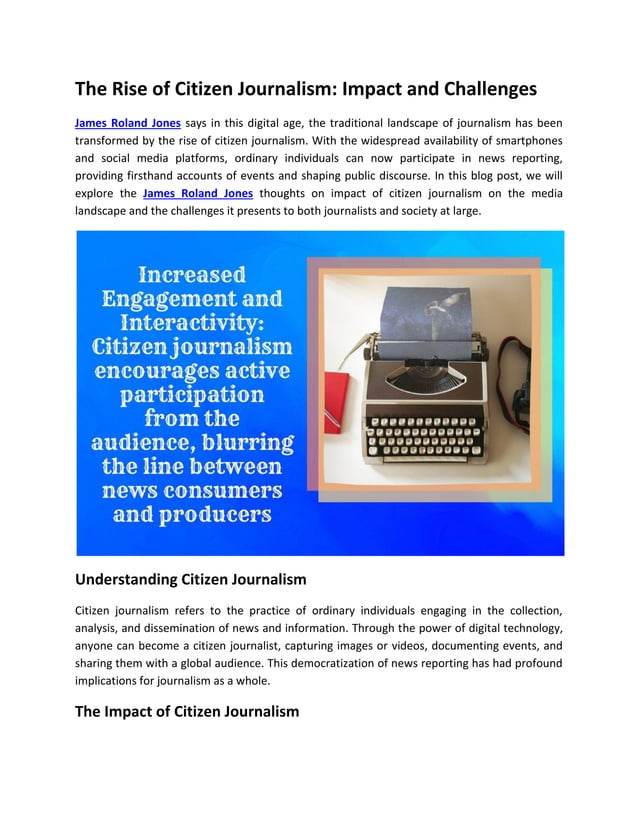 James Roland Jones| the Growing Influence of Citizen Journalists | PDF
