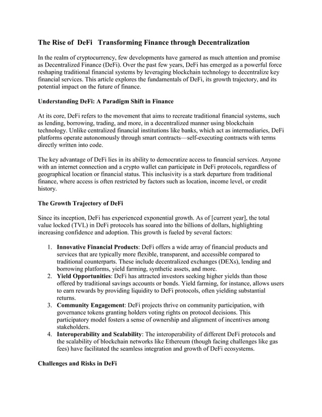 The Rise of DeFi Transforming Finance through Decentralization.docx