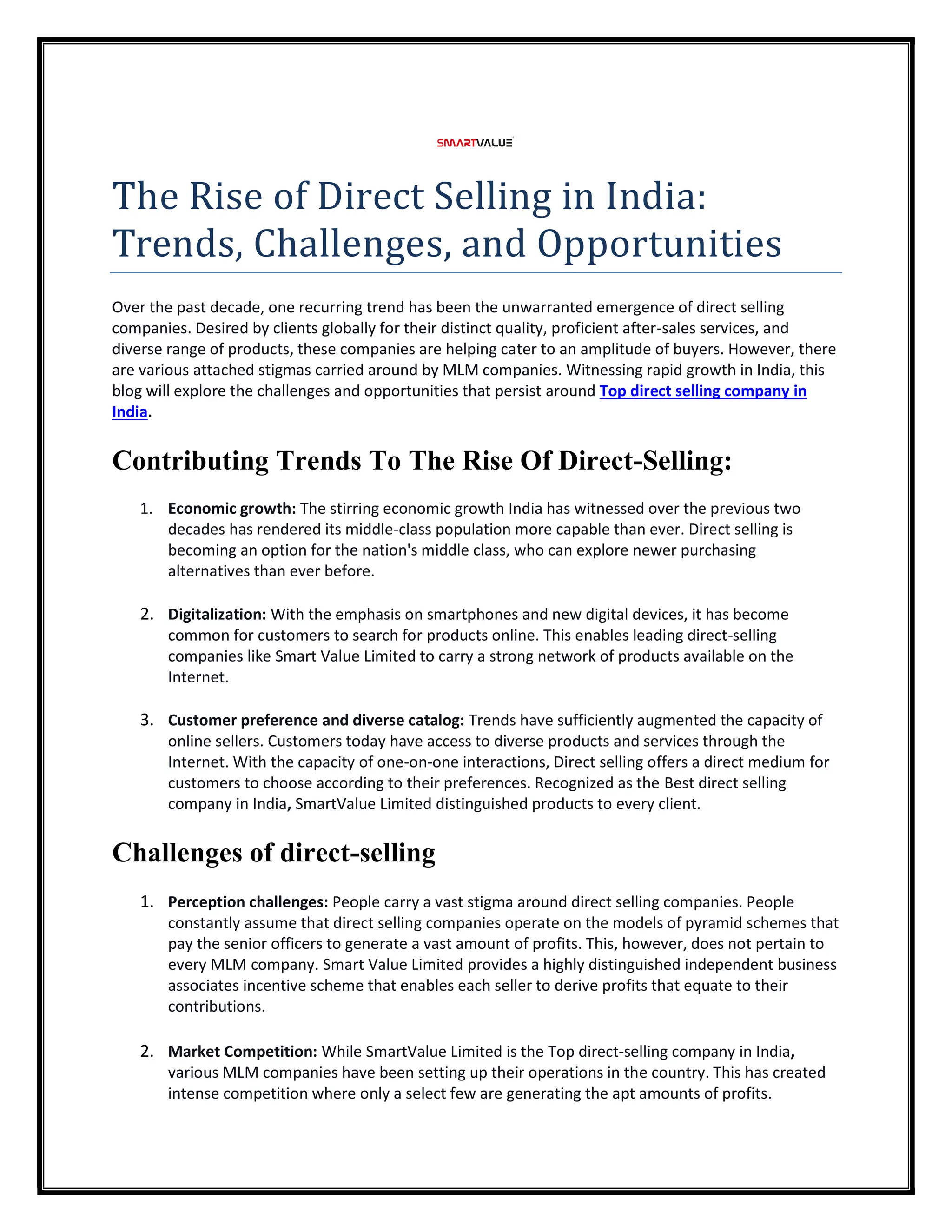 The Rise of Direct Selling in India Trends, Challenges, and ...