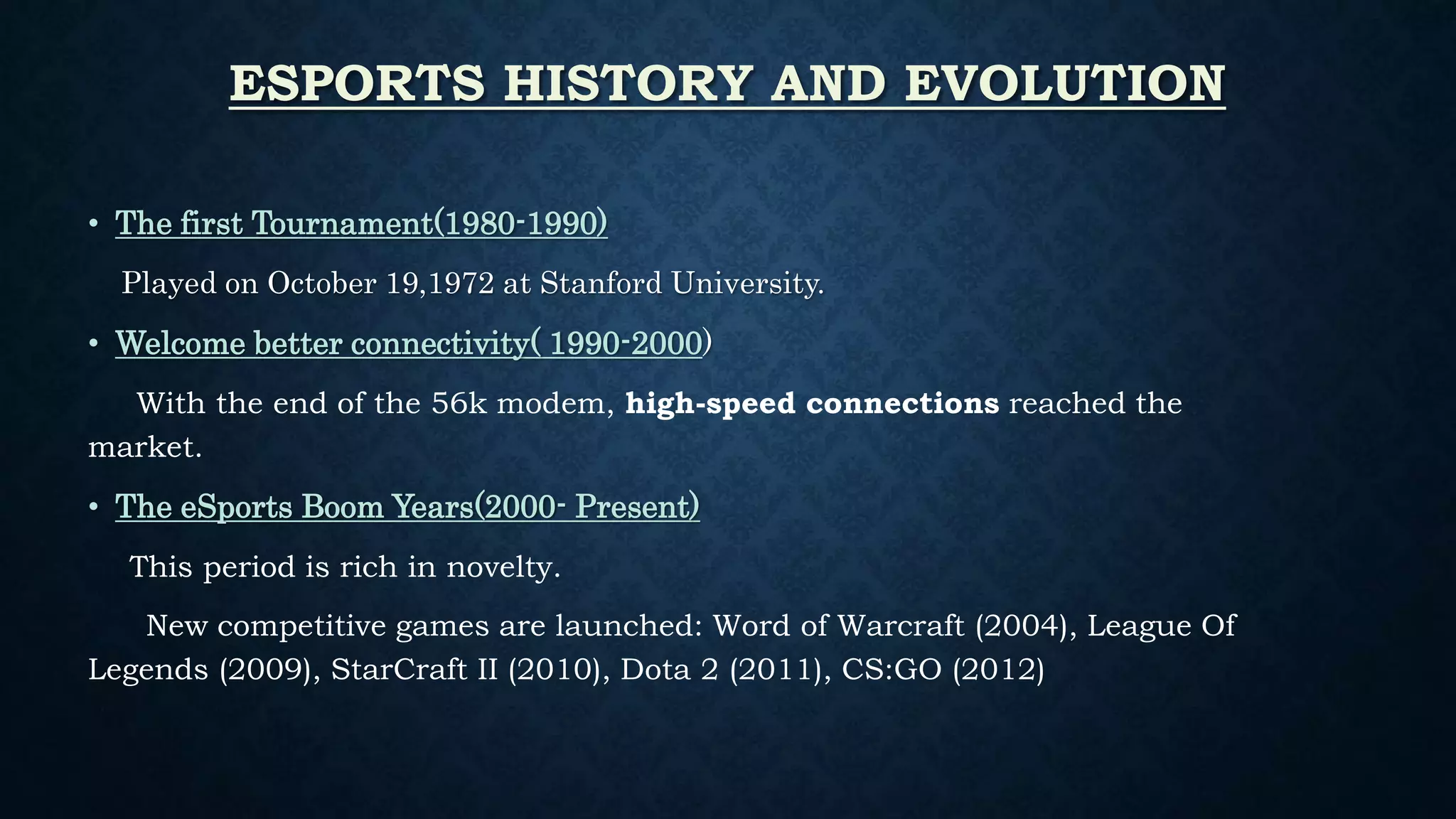 The rise of e sports | PPTX