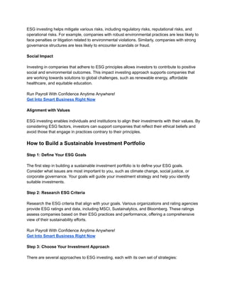 The Rise of ESG Investing: A Step Ahead To Smart Investing | PDF