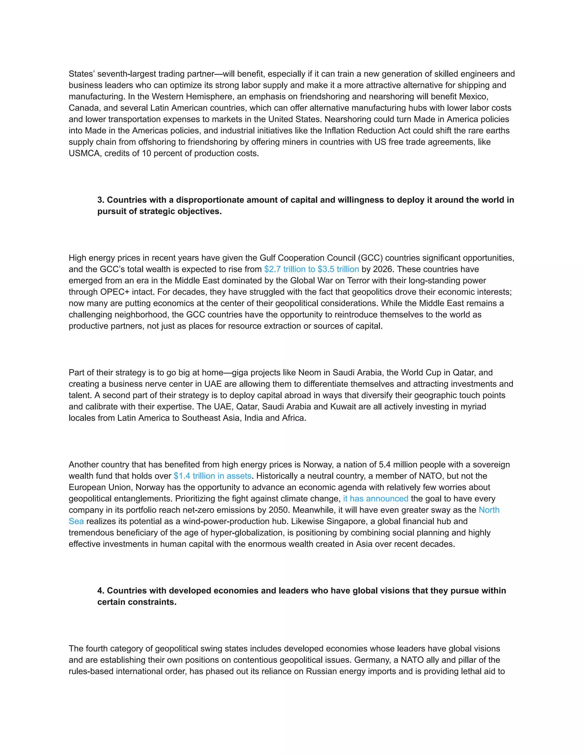 Goldman Sachs Article: The rise of geopolitical swing states | PDF