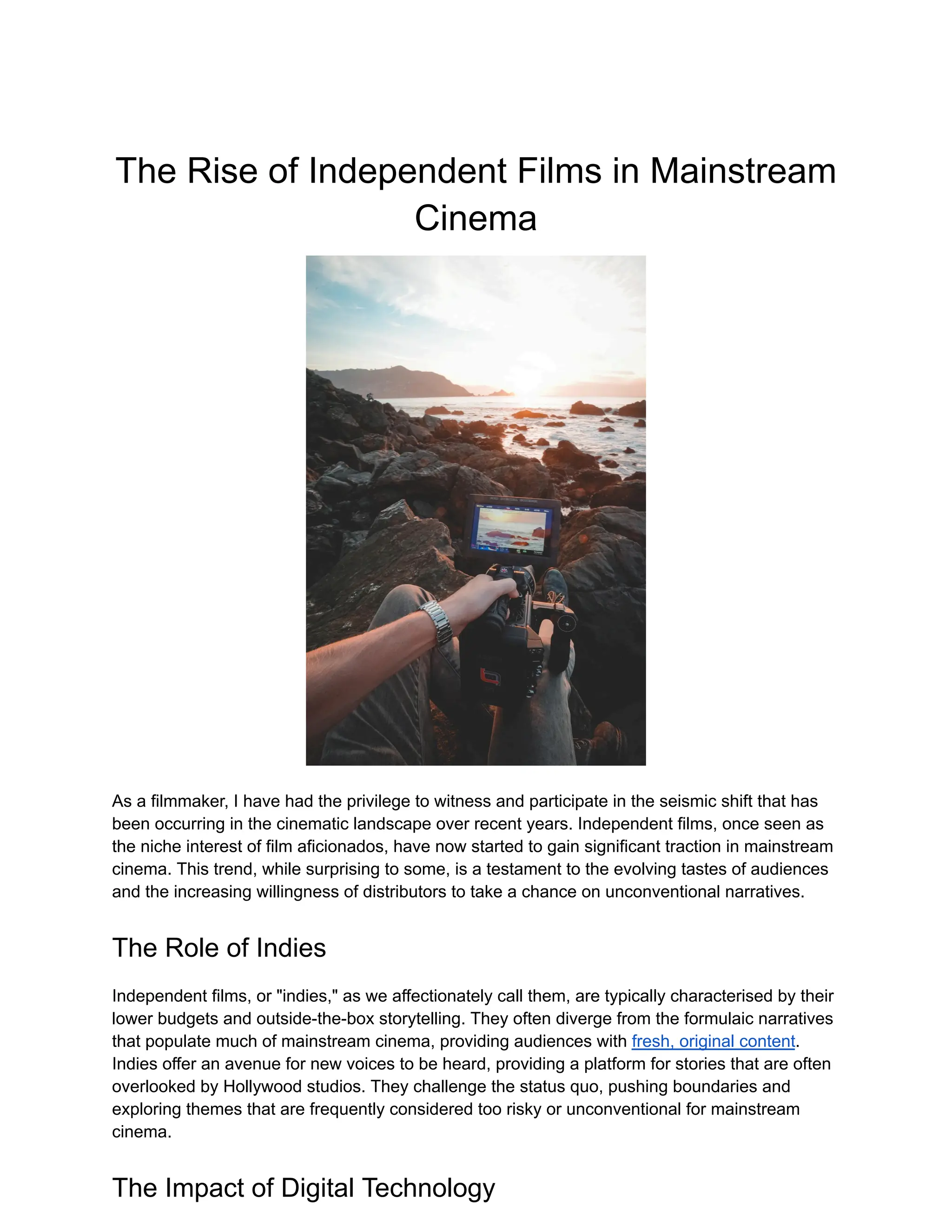 The Rise of Independent Films in Mainstream Cinema | PDF