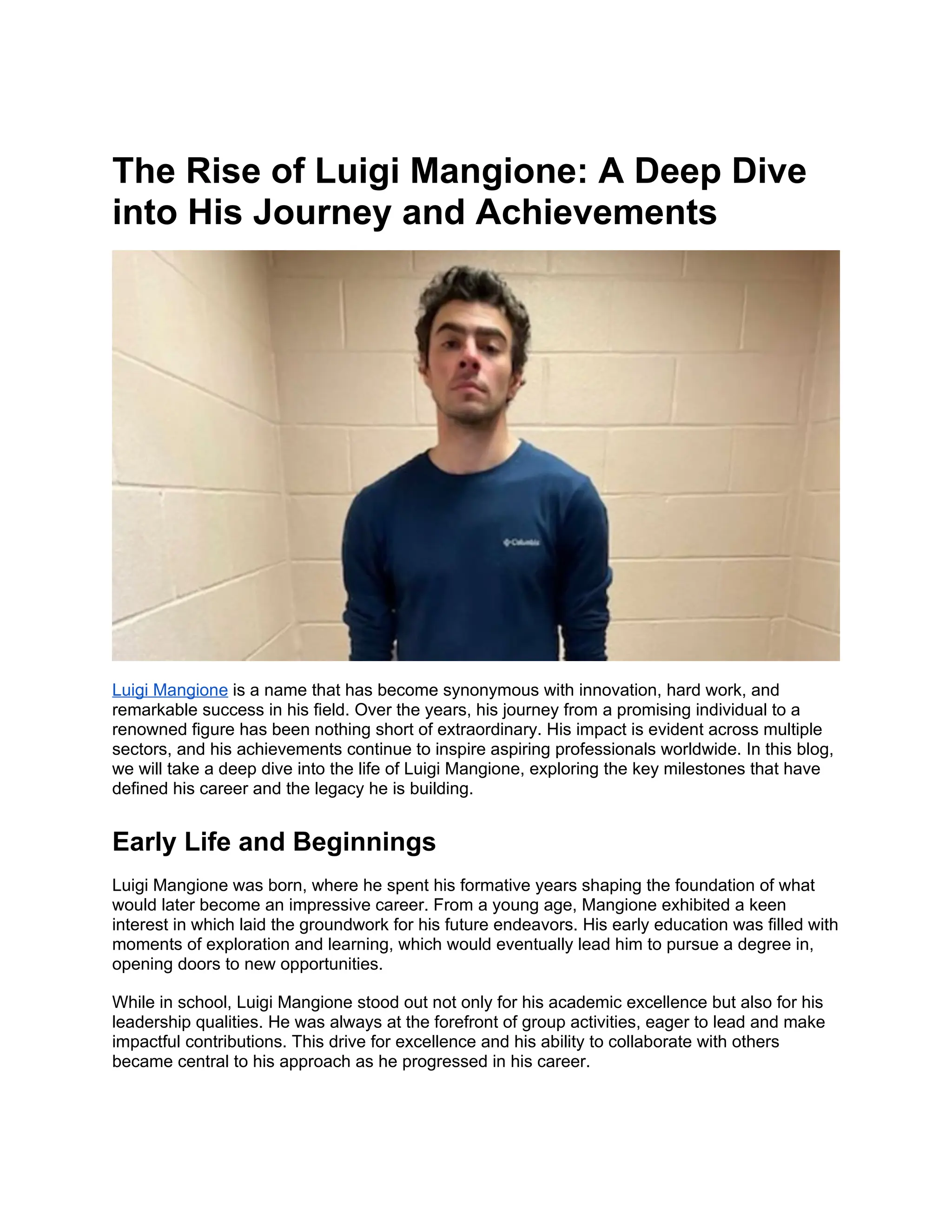 The Rise of Luigi Mangione: A Deep Dive into His Journey and ...