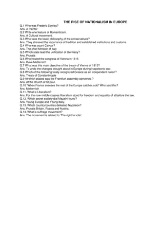 THE RISE OF NATIONALISM IN EUROPE1.docxh | PDF