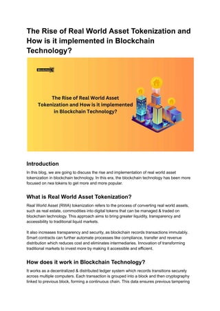 The Rise of Real World Asset Tokenization and How is it implemented in ...