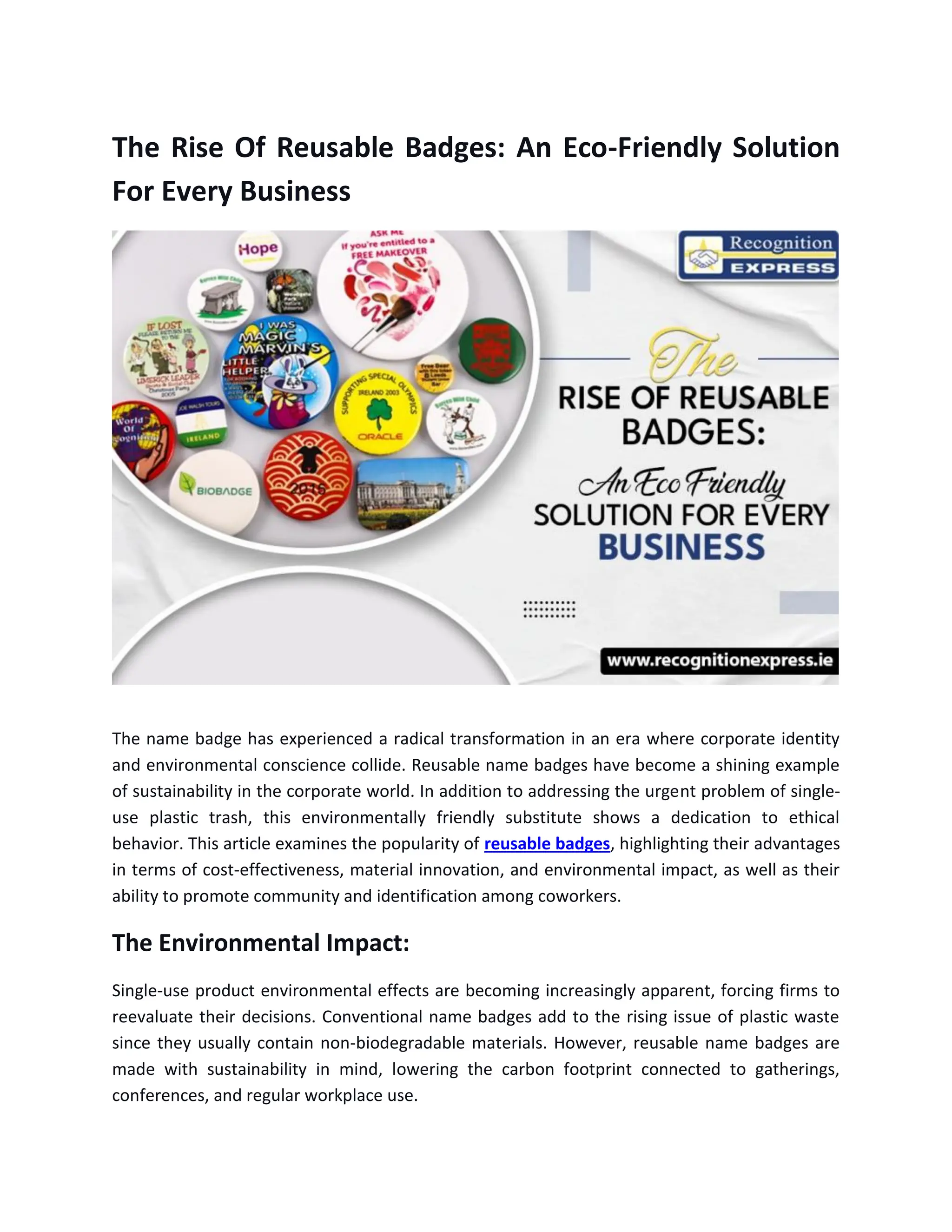 The Rise Of Reusable Badges An Eco-Friendly Solution For Every Business ...