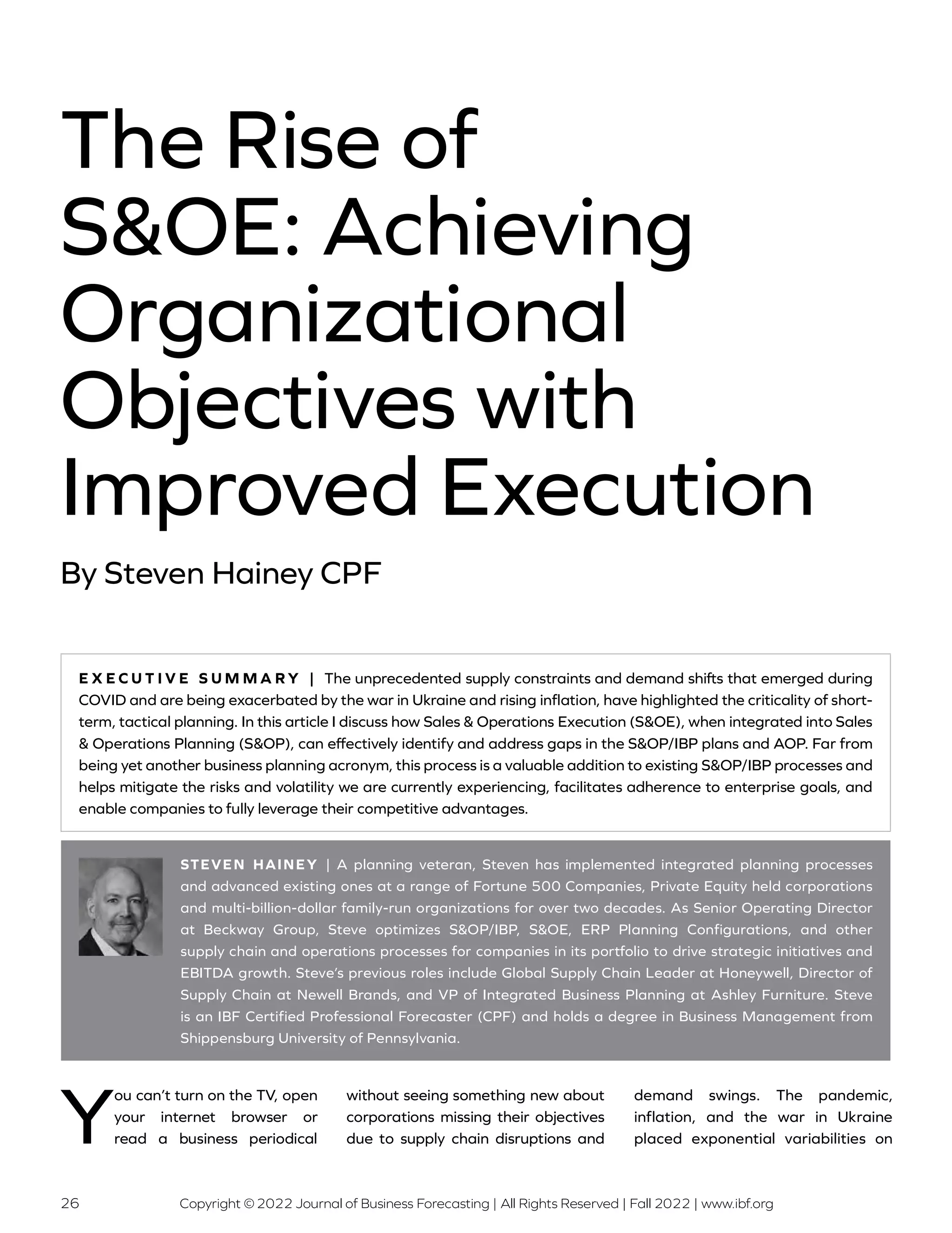 The Rise of S&OE Article - Journal of Business Forecasting Fall 2022.pdf