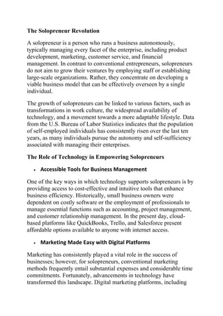 The Rise of Solopreneurs: How Technology is Empowering Businesses | PDF