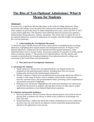 The Rise of Test-Optional Admissions: What It Means for Students | DOCX