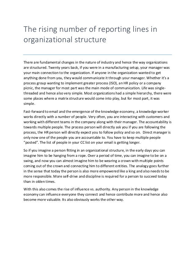 The rising number of reporting lines in organizational structure